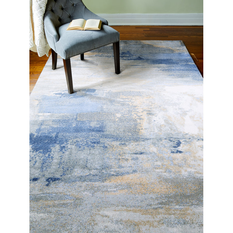 Trent Austin Design® Ibrahim Performance Blue/Ivory/White Rug & Reviews | Wayfair